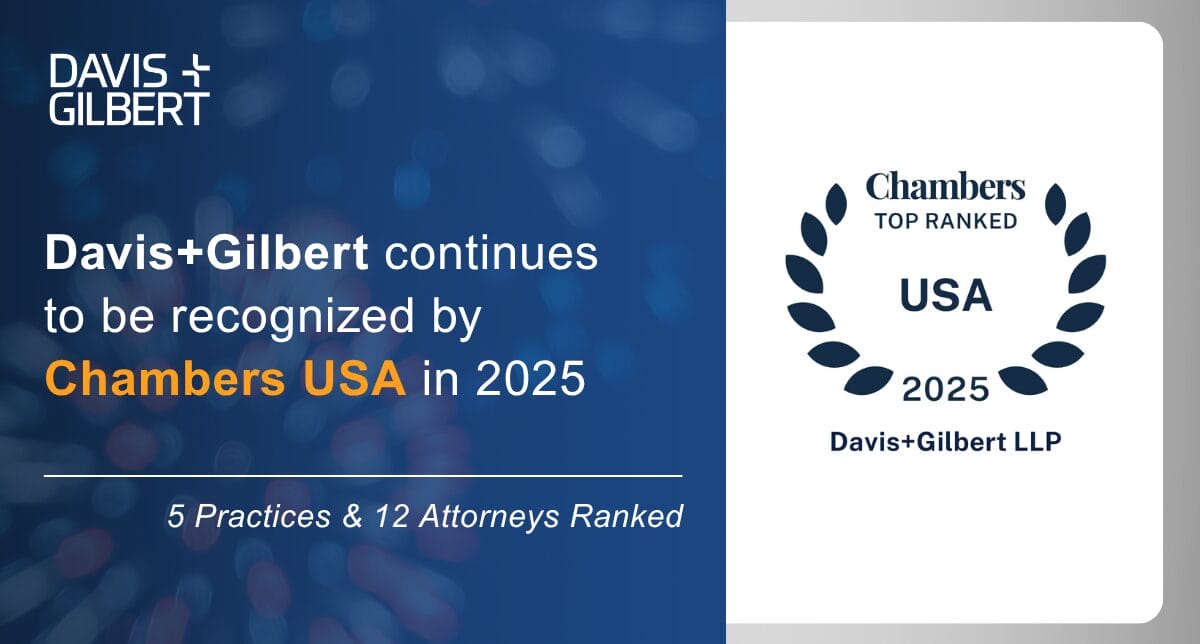 Davis+Gilbert Recognized in Chambers USA 2025 Rankings - Davis+Gilbert LLP